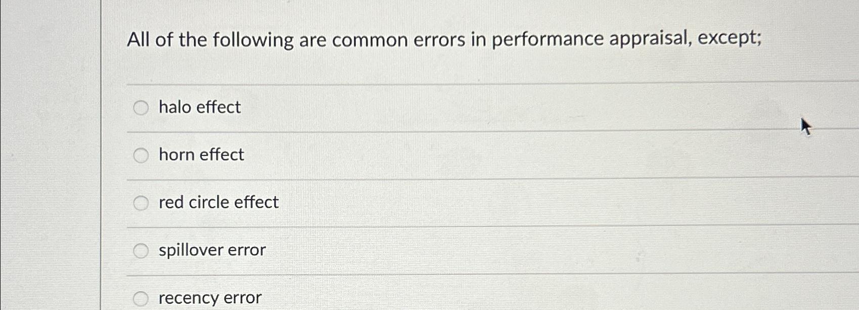 Solved All of the following are common errors in performance | Chegg.com