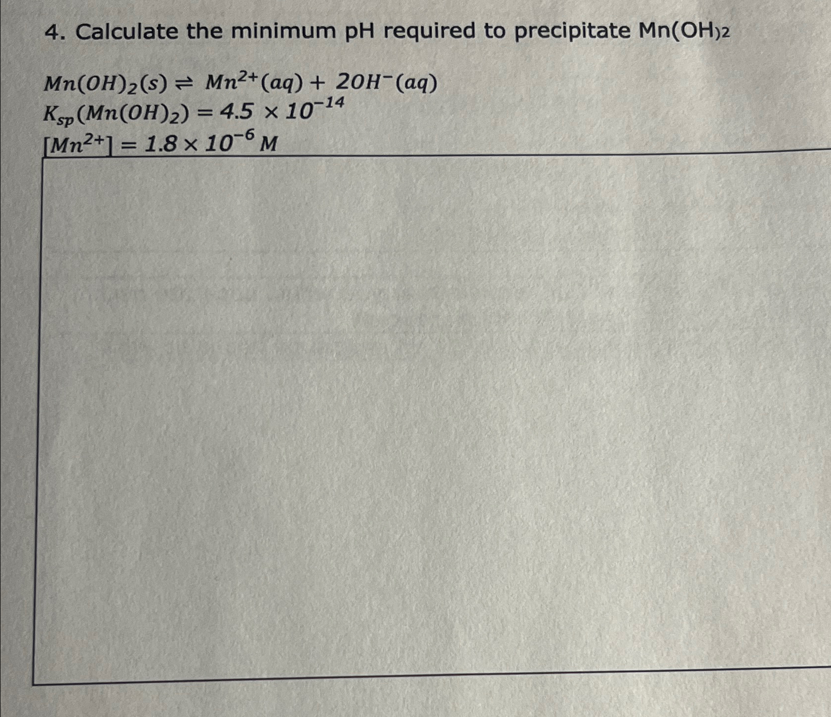 Solved Calculate the minimum pH ﻿required to precipitate | Chegg.com