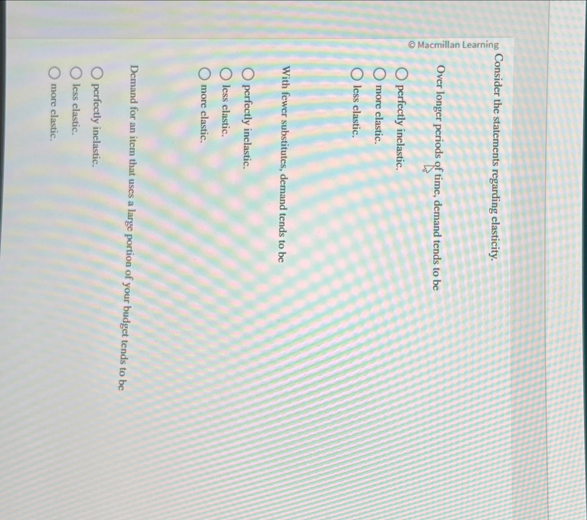 Solved Consider the statements regarding elasticity.步Over | Chegg.com