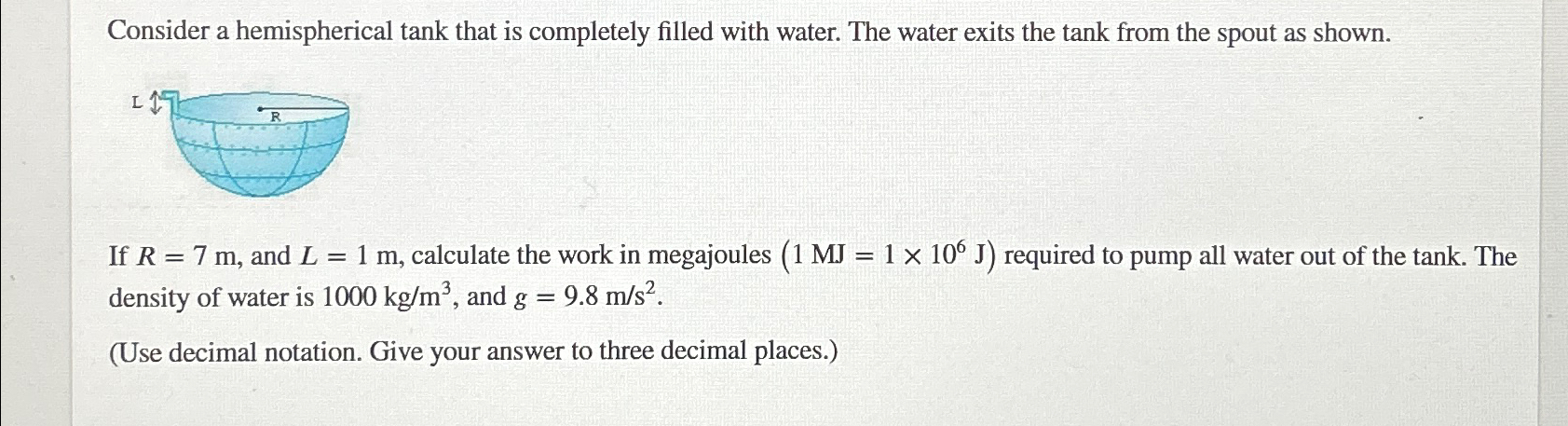 Solved Consider a hemispherical tank that is completely | Chegg.com