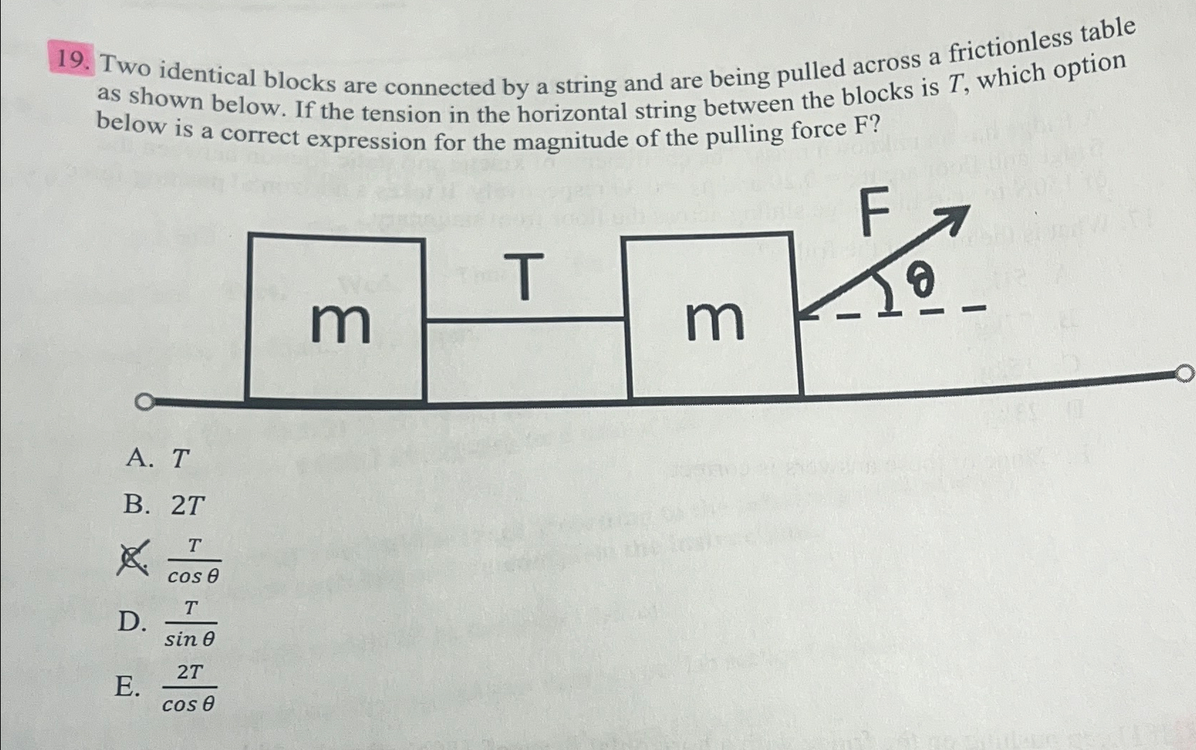 Solved Two identical blocks are connected by a string and | Chegg.com