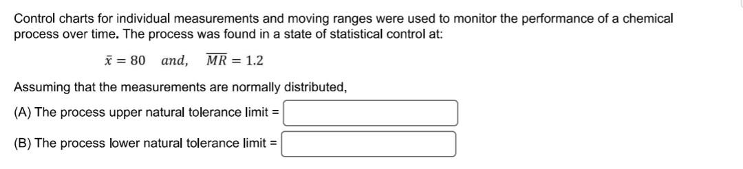 Solved Control charts for individual measurements and moving | Chegg.com