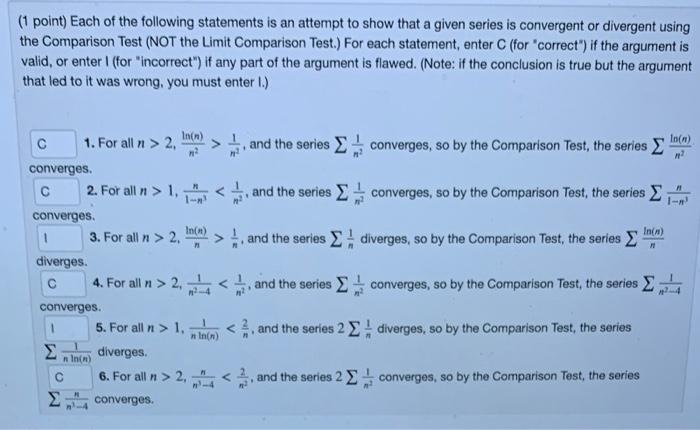 Solved (1 point) Each of the following statements is an | Chegg.com