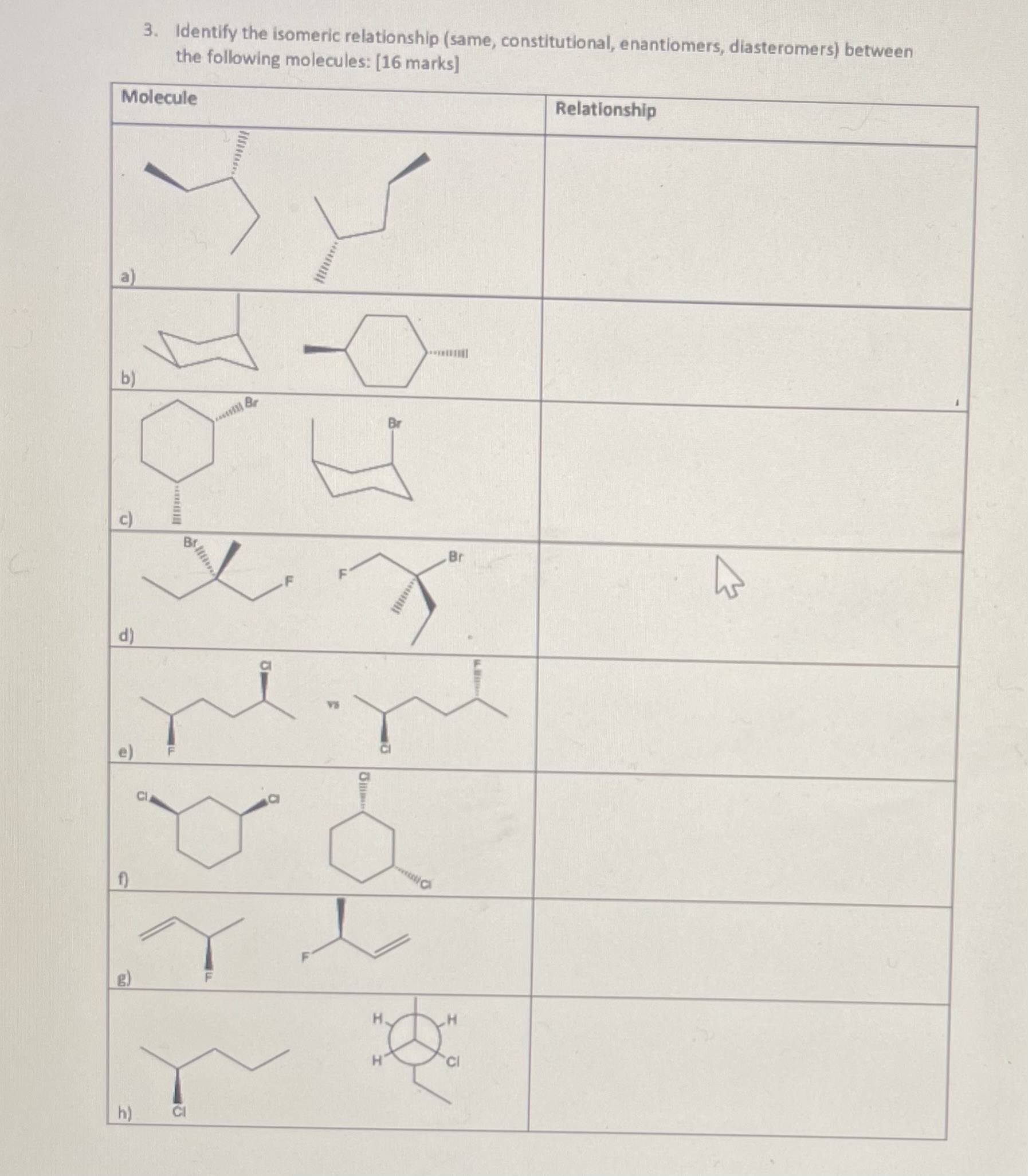 Solved Identify the isomeric relationship (same, | Chegg.com