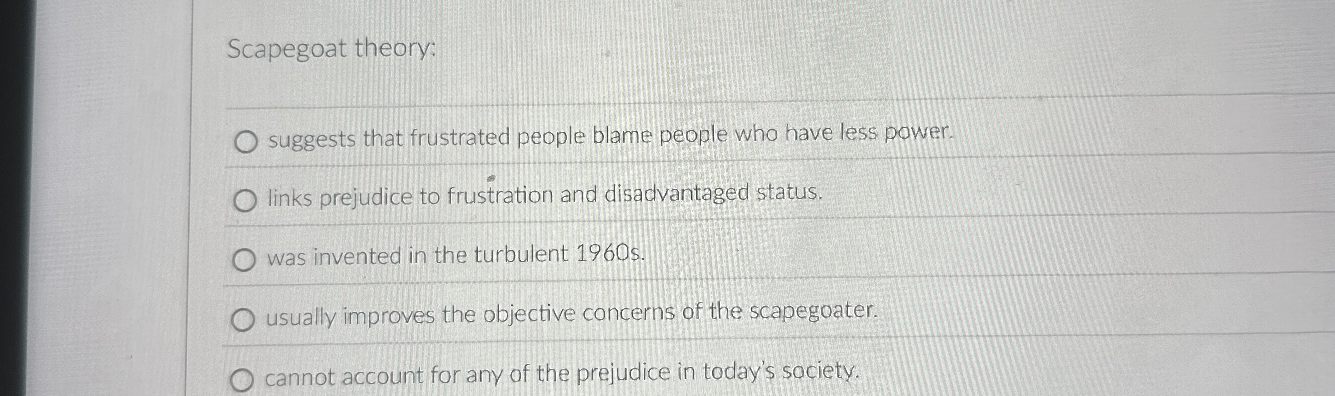 Solved Scapegoat theory:suggests that frustrated people | Chegg.com