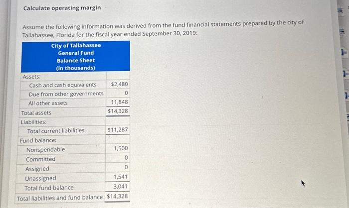 Solved Calculate operating margin Assume the following | Chegg.com