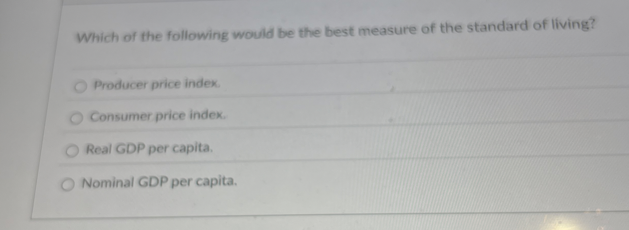 Solved Which of the following would be the best measure of | Chegg.com
