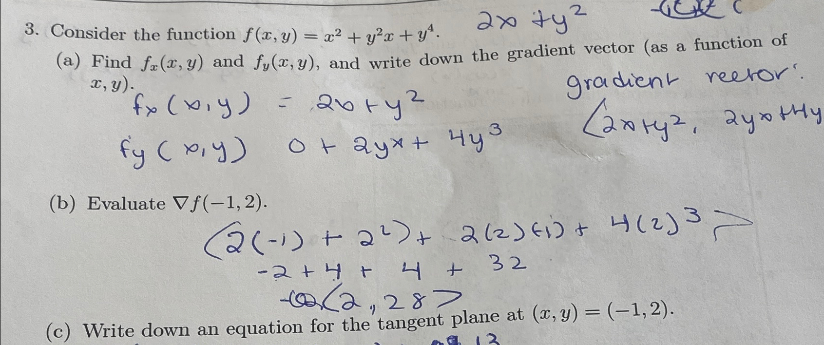 Solved Consider the function f(x,y)=x2+y2x+y4.(a) ﻿Find | Chegg.com