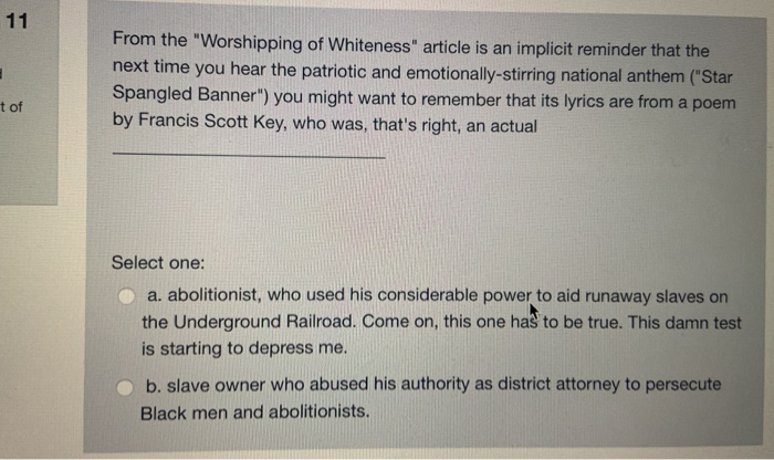 11 From the "Worshipping of Whiteness" article is an | Chegg.com