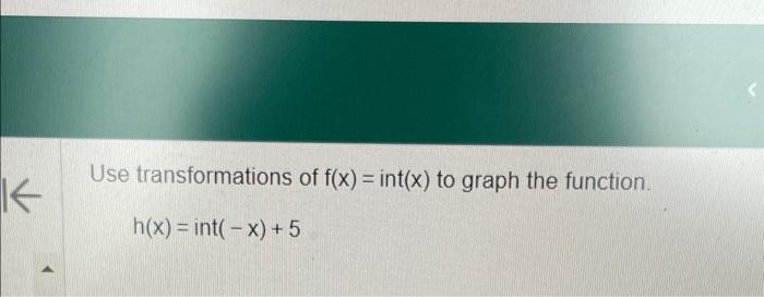Solved Use transformations of f(x) = int(x) to graph the | Chegg.com