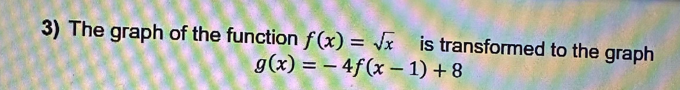 Solved The graph of the function f(x)=x2 ﻿is transformed to | Chegg.com