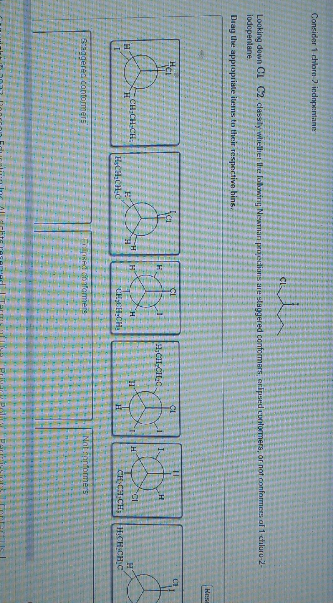 Solved Consider 1-chloro-2-iodopentane: Looking down C1−C2, | Chegg.com