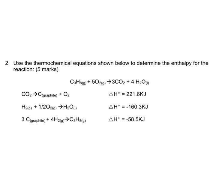 Solved 2. Use the thermochemical equations shown below to | Chegg.com