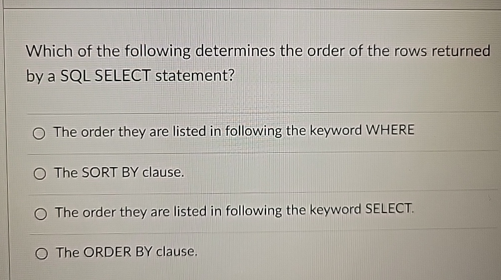 Solved Which of the following determines the order of the | Chegg.com