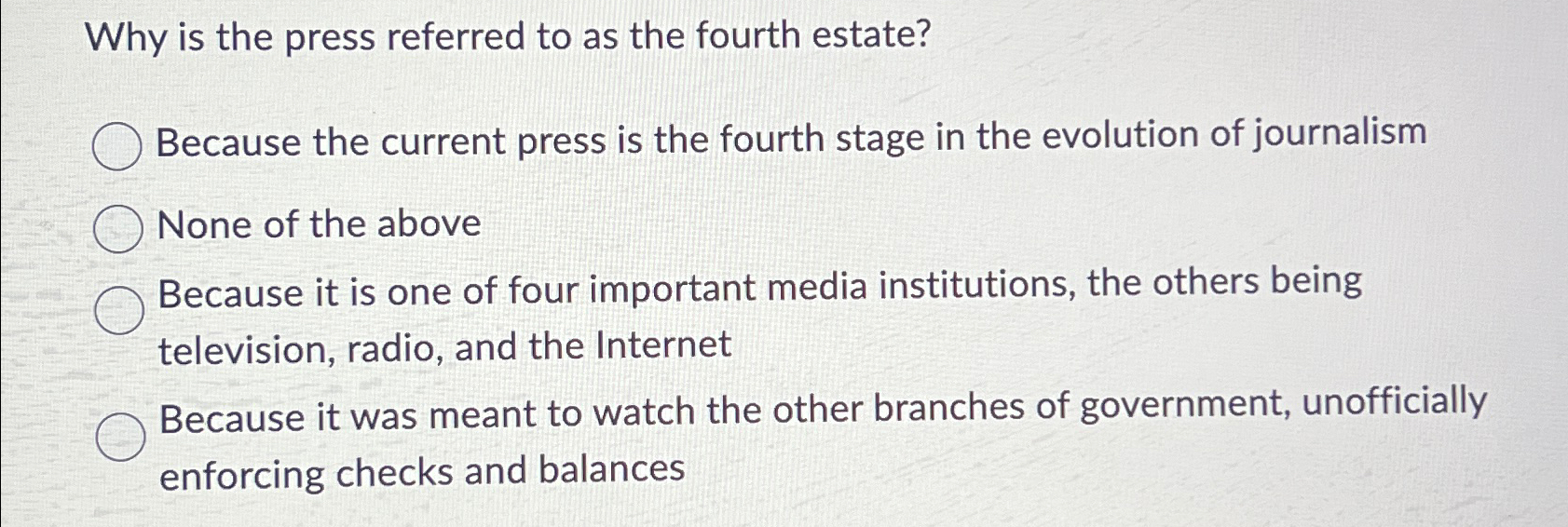 Solved Why is the press referred to as the fourth | Chegg.com