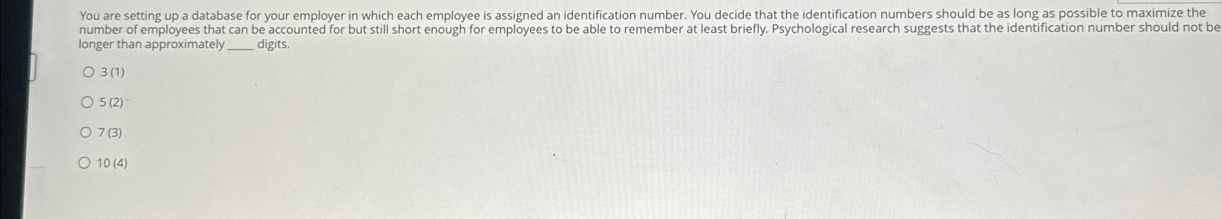 Solved You are setting up a database for your employer in | Chegg.com