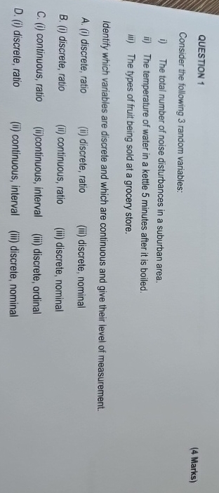 Solved by an EXPERT QUESTION 1Consider the following 3 ﻿random | Chegg.com