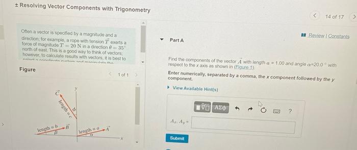 Solved Resolving Vector Components with Trigonometry