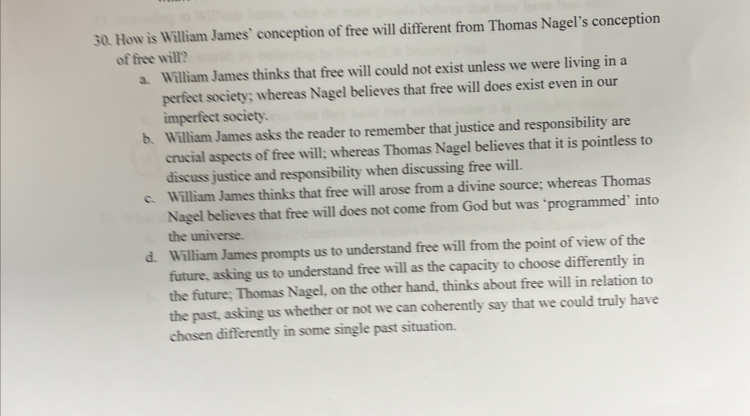 Solved How is William James' conception of free will | Chegg.com