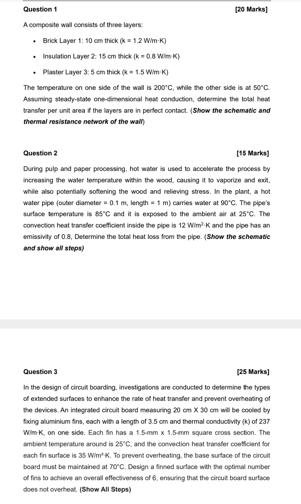 Question 1[20 ﻿Marks]A composite wall consists of | Chegg.com