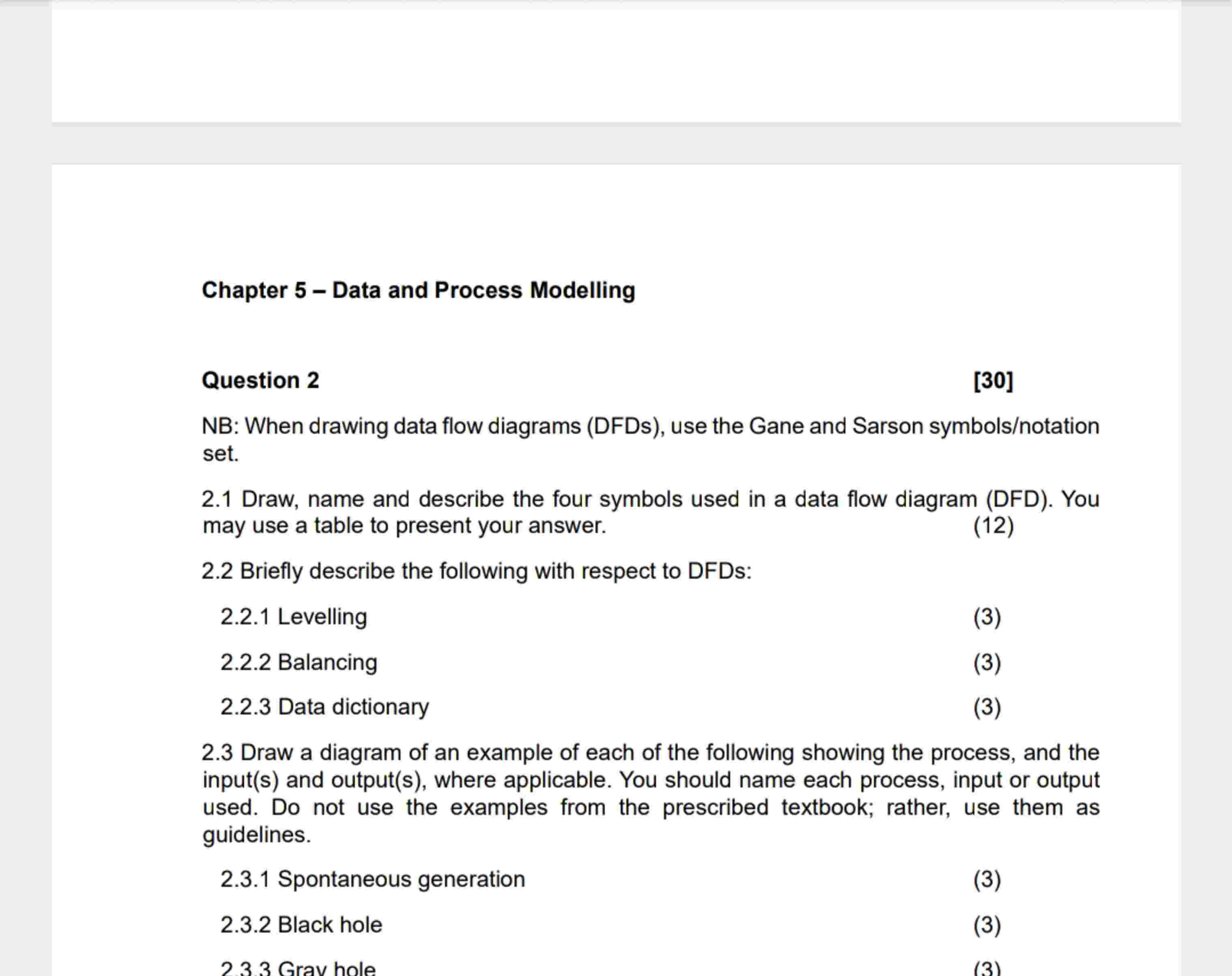 Solved Chapter 5 - ﻿Data and Process Modelling Question 2 | Chegg.com