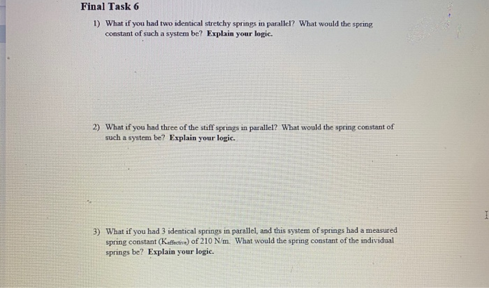 Solved Lab 6 - Identical Springs in Parallel The goal of | Chegg.com