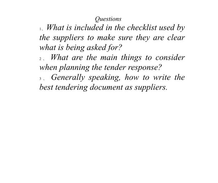 Solved Questions 1. What is included in the checklist used | Chegg.com