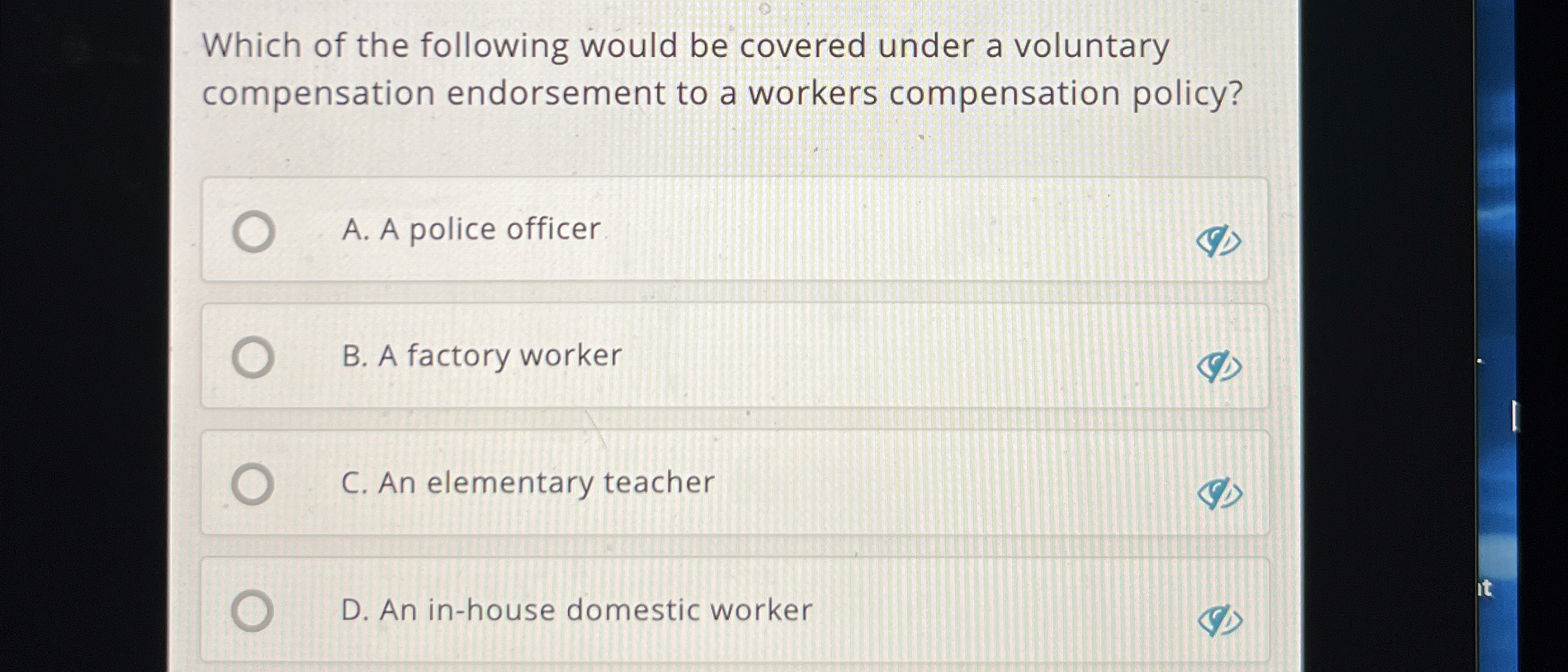 Solved Which of the following would be covered under a | Chegg.com