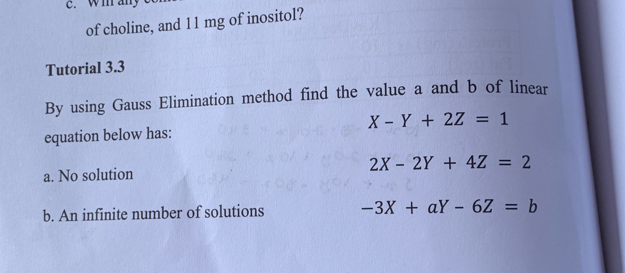 Solved By using Gauss Elimination method find the value a | Chegg.com