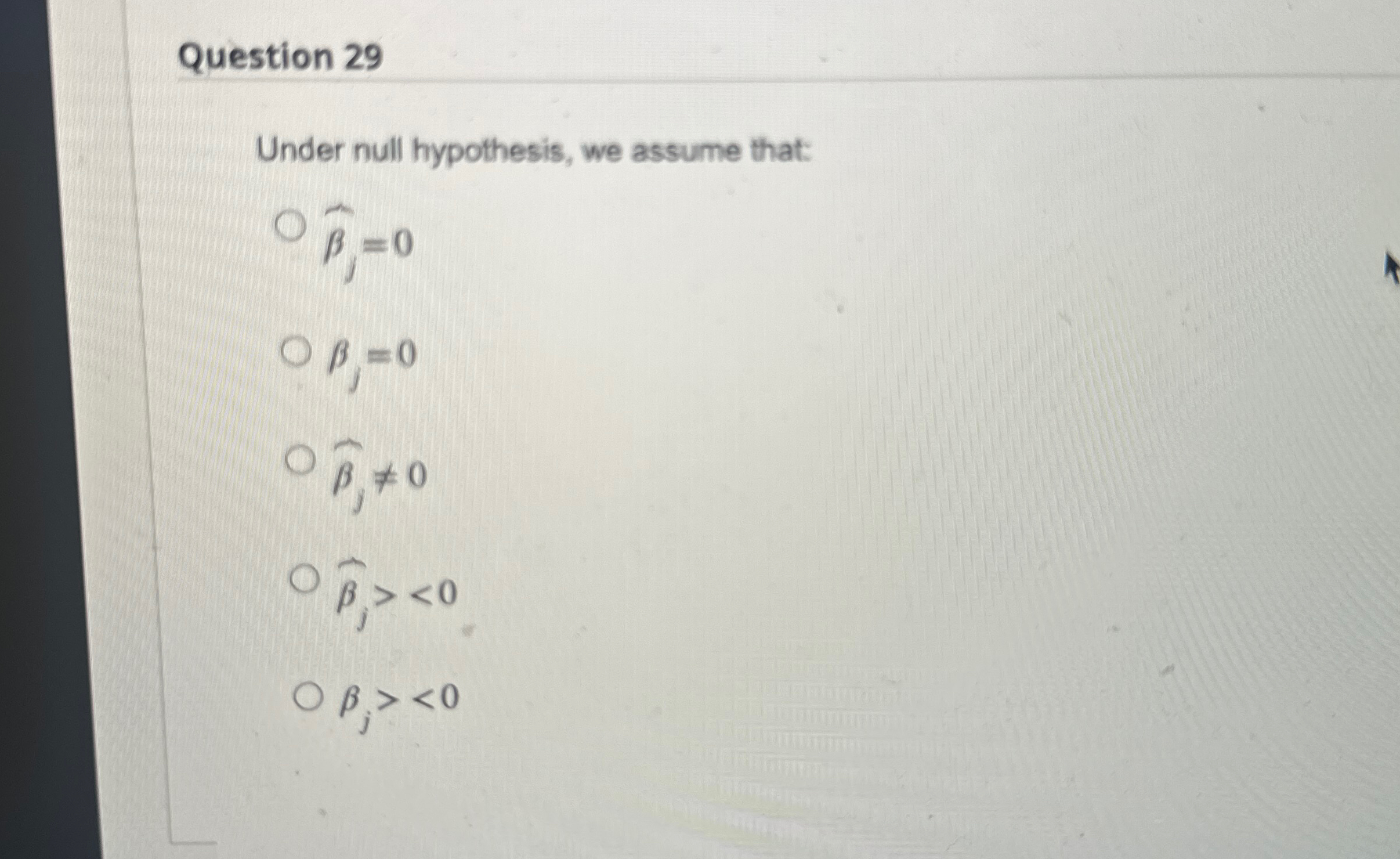 Solved Question 29Under null hypothesis, we assume | Chegg.com