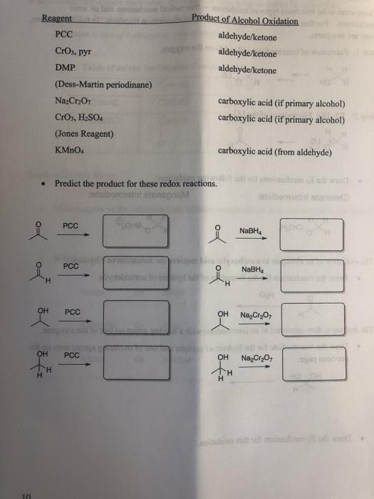 Solved Reagent PCC Product of Alcohol Oxidation | Chegg.com