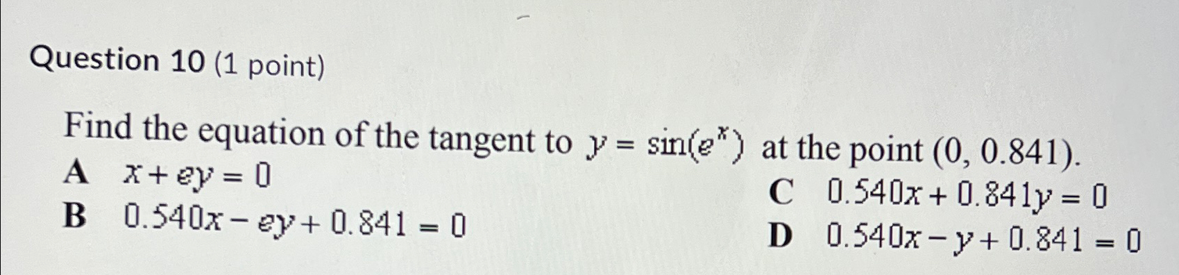 Solved Question 10 (1 ﻿point)Find the equation of the | Chegg.com