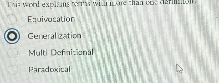 This word explains terms with more than one | Chegg.com