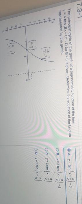 Solved 17.3-1 -3 A y= tan x- 2 NI The principal cycle of the | Chegg.com