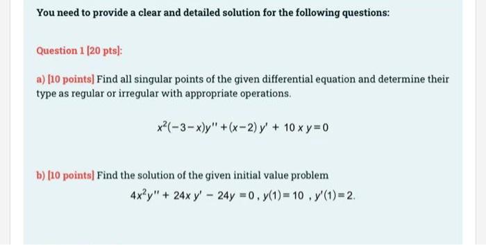Solved You need to provide a clear and detailed solution for | Chegg.com