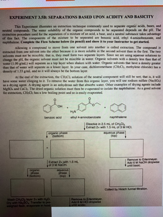 Solved EXPERIMENT 3.5B: SEPARATIONS BASED UPON ACIDITY AND | Chegg.com