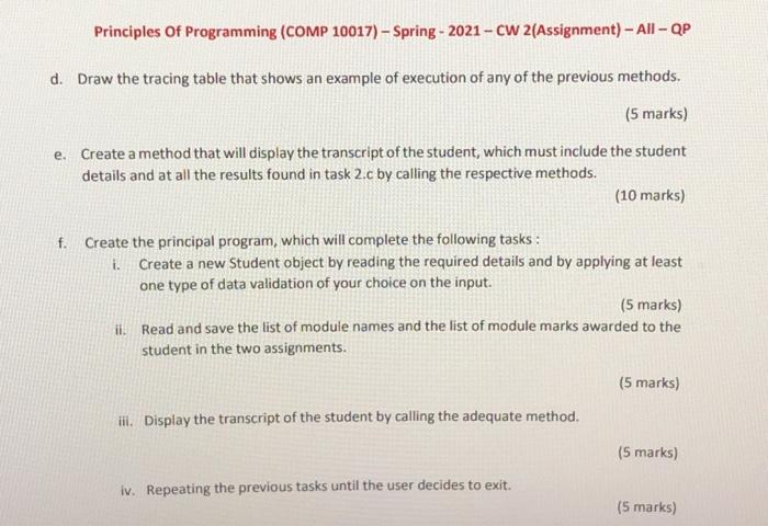 Solved Task 3: Use of Classes, methods and various control | Chegg.com