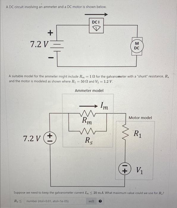 Solved A DC circuit involving an ammeter and a DC motor is | Chegg.com