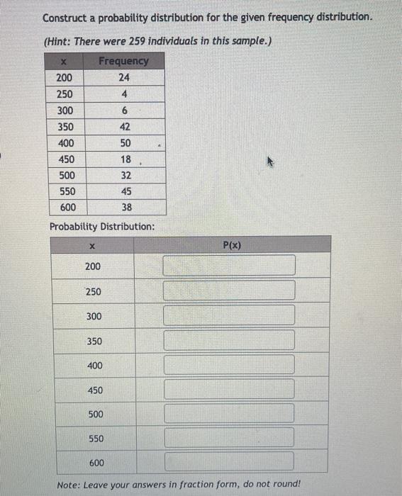 Solved Construct a probability distribution for the given | Chegg.com