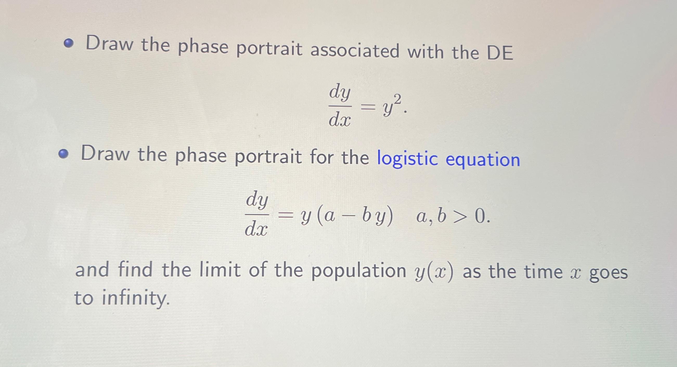 Solved Draw the phase portrait associated with the | Chegg.com