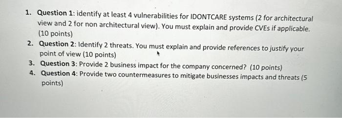 Solved I. PART I: IDENTIFY VULNERABILITIES, THREATS, IMPACTS | Chegg.com