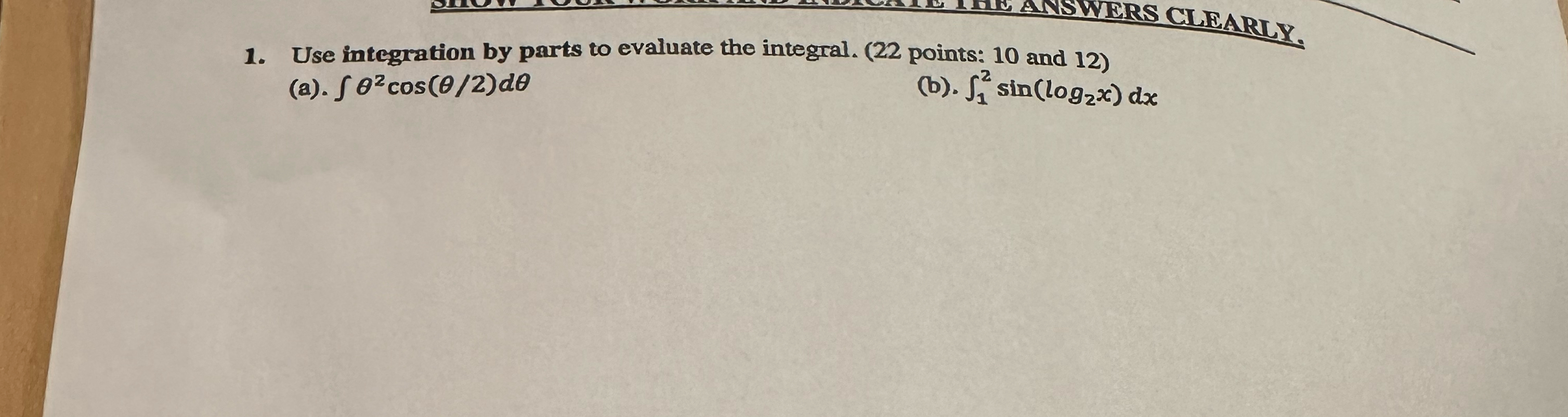 Use integration by parts to evaluate the integral. | Chegg.com