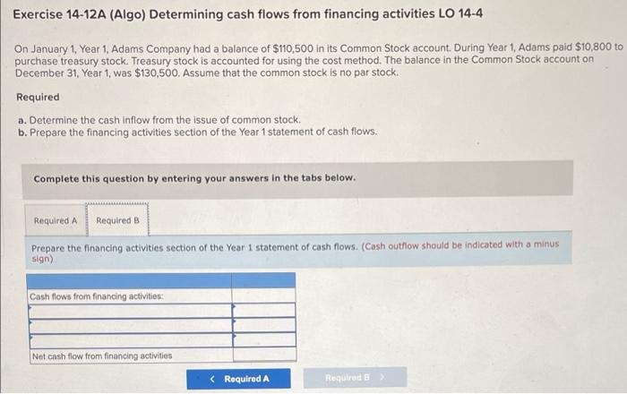 Solved Exercise 14-12A (Algo) Determining cash flows from | Chegg.com