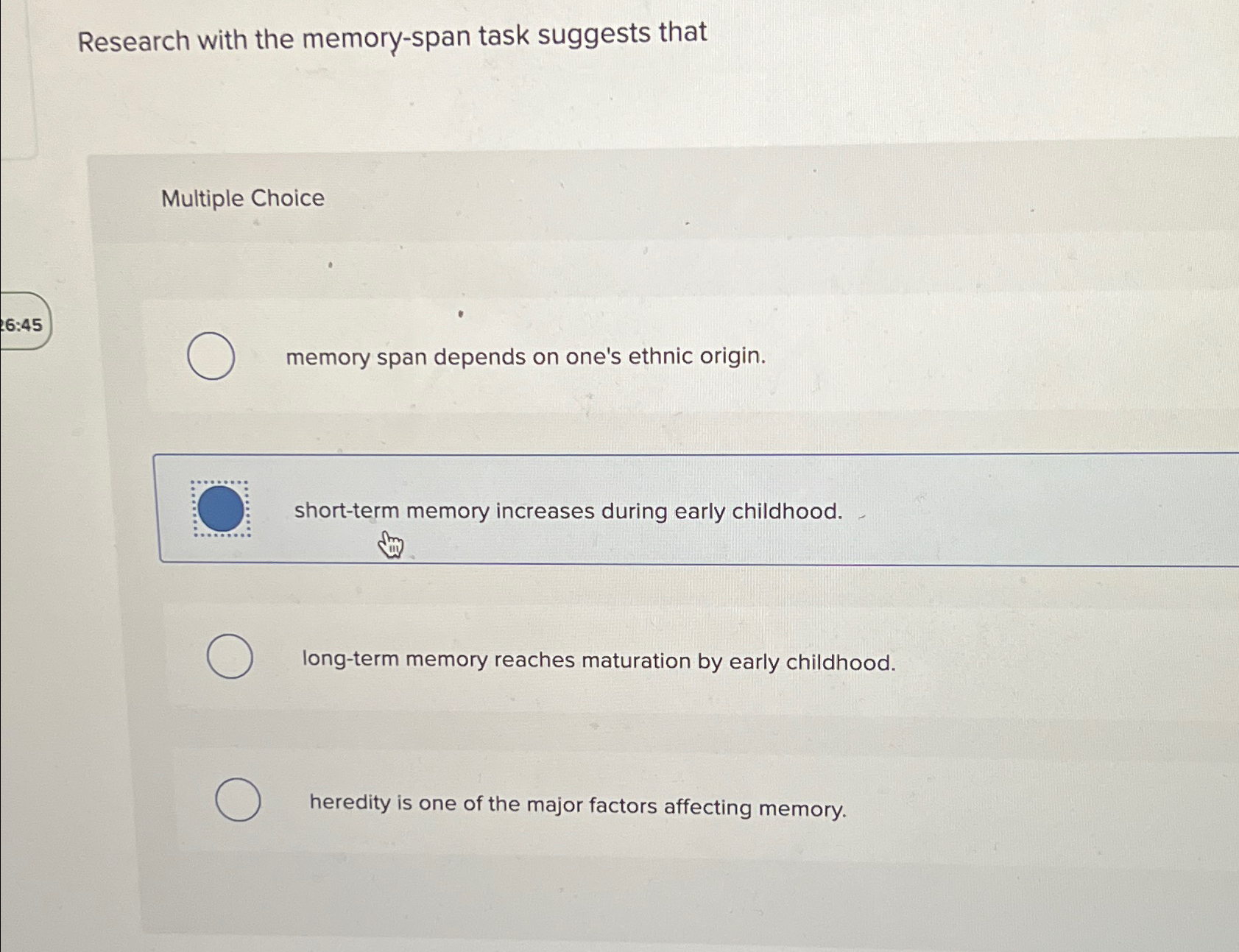 Solved Research with the memory-span task suggests | Chegg.com