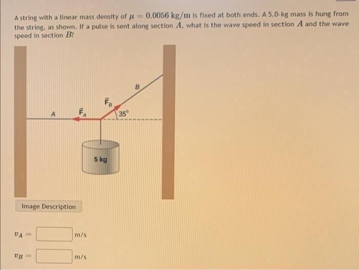 Solved m A string with a linear mass density of 0.0056 kg/m | Chegg.com