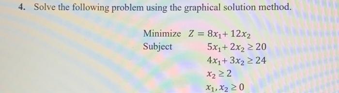 Solved 4. Solve the following problem using the graphical | Chegg.com