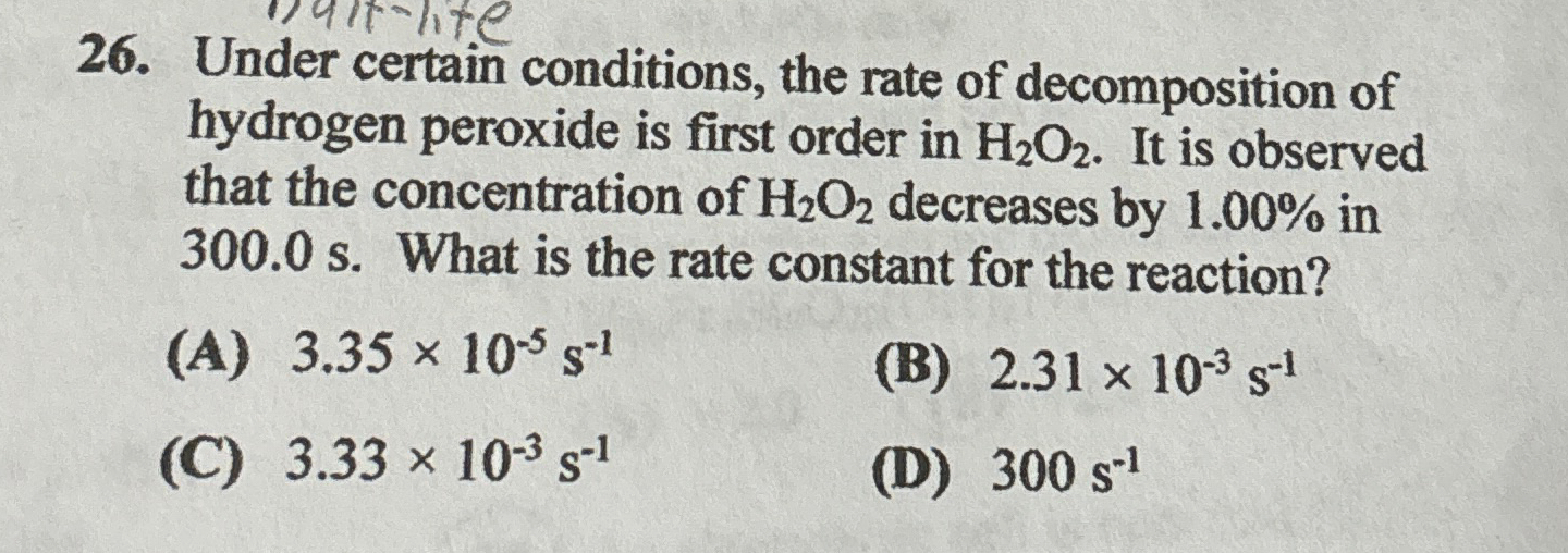 Solved Under certain conditions, the rate of decomposition | Chegg.com