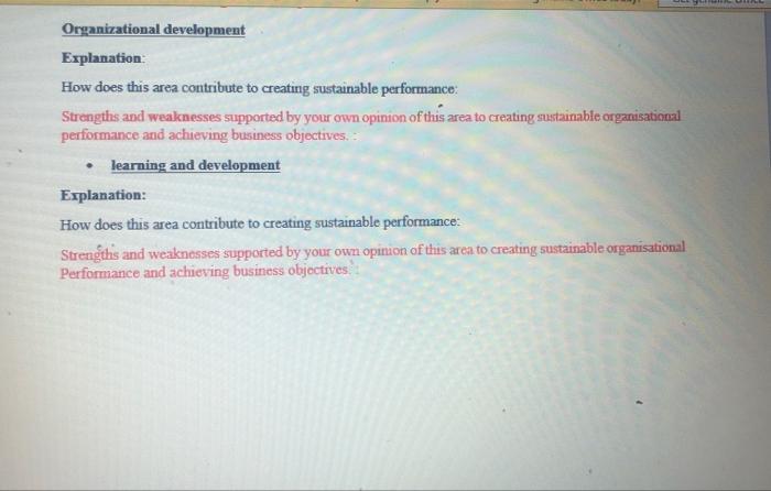 Solved Organizational development Explanation: How does this | Chegg.com