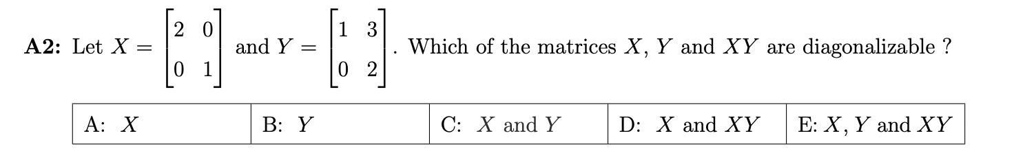 Solved A2: Let x=[2001] ﻿and Y=[1302]. ﻿Which of the | Chegg.com