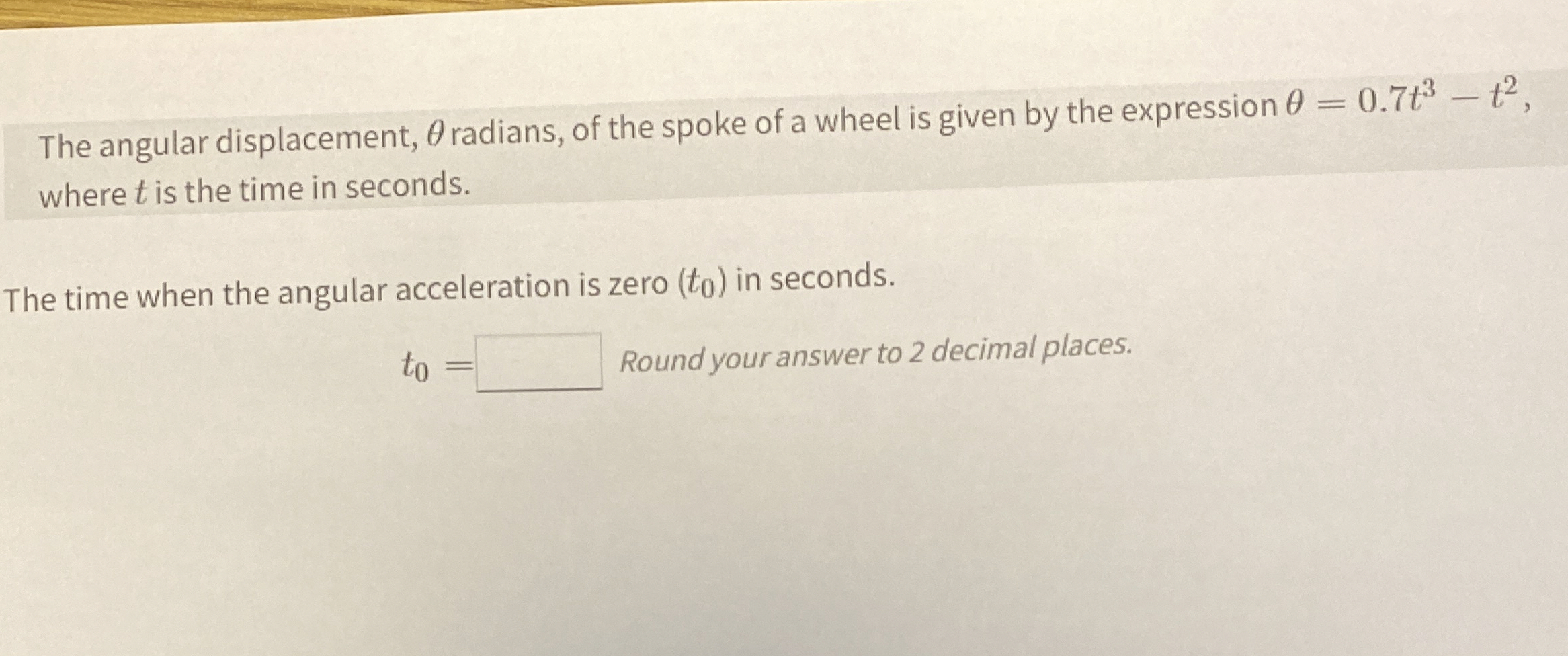 Solved The angular displacement, θ ﻿radians, of the spoke of | Chegg.com
